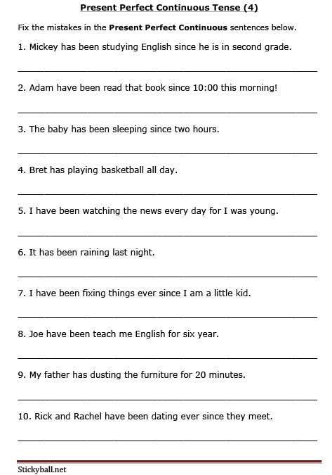ESL Grammar: Present Perfect Continuous Tense (Error Correction) ESL Grammar: Present Perfect Continuous Tense (Error Correction)