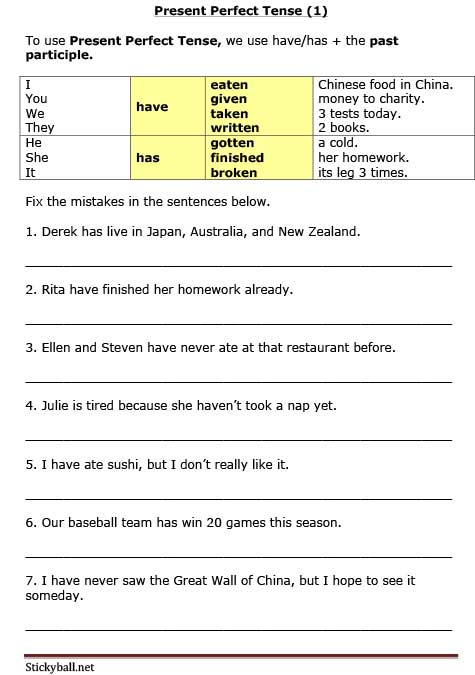 Present Perfect Tense Esl Lesson - Design Talk
