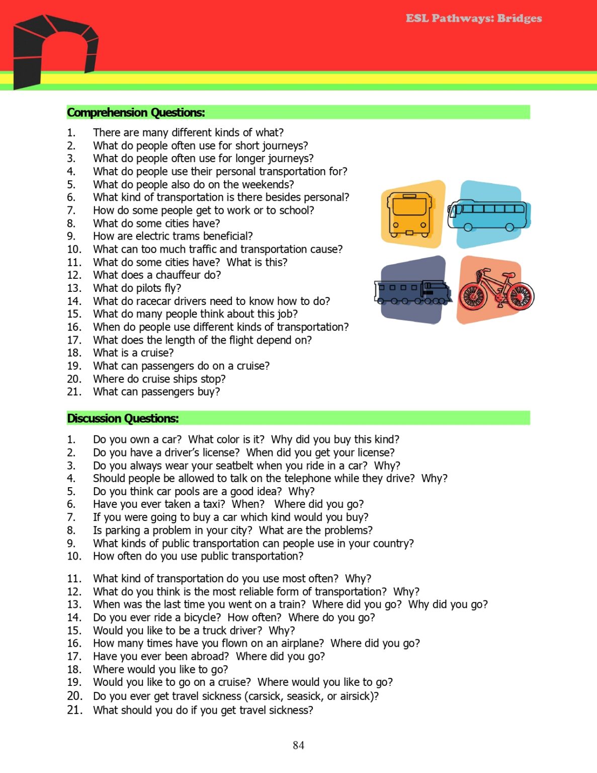 Adult ESL Lessons: Transportation (Intermediate) - Stickyball ESL Lessons