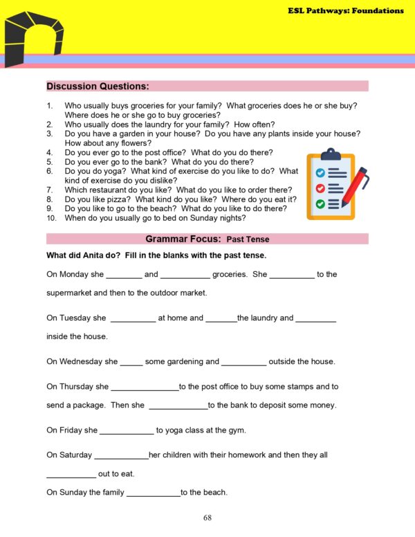 Adult ESL Lessons: Last Week (Beginner) - Stickyball ESL Lessons