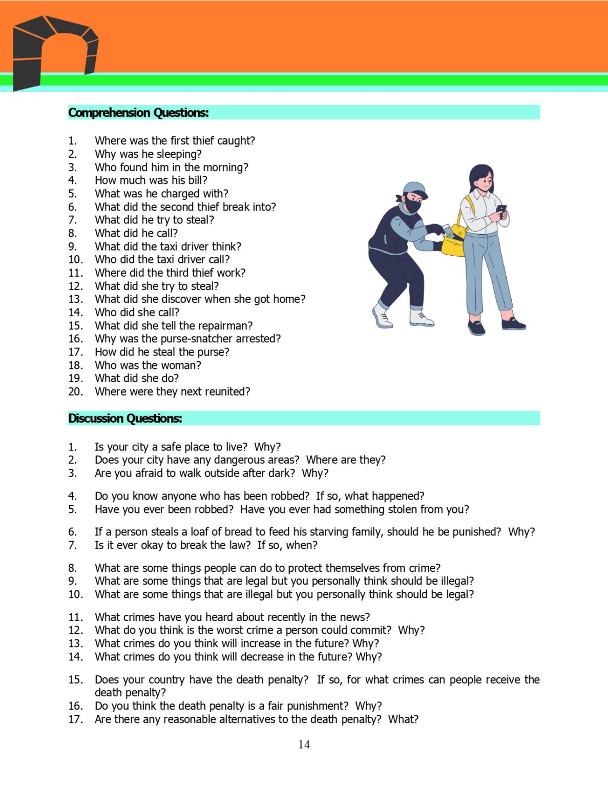 Adult ESL Lessons: Bizarre Criminals (Advanced) - Stickyball ESL Lessons
