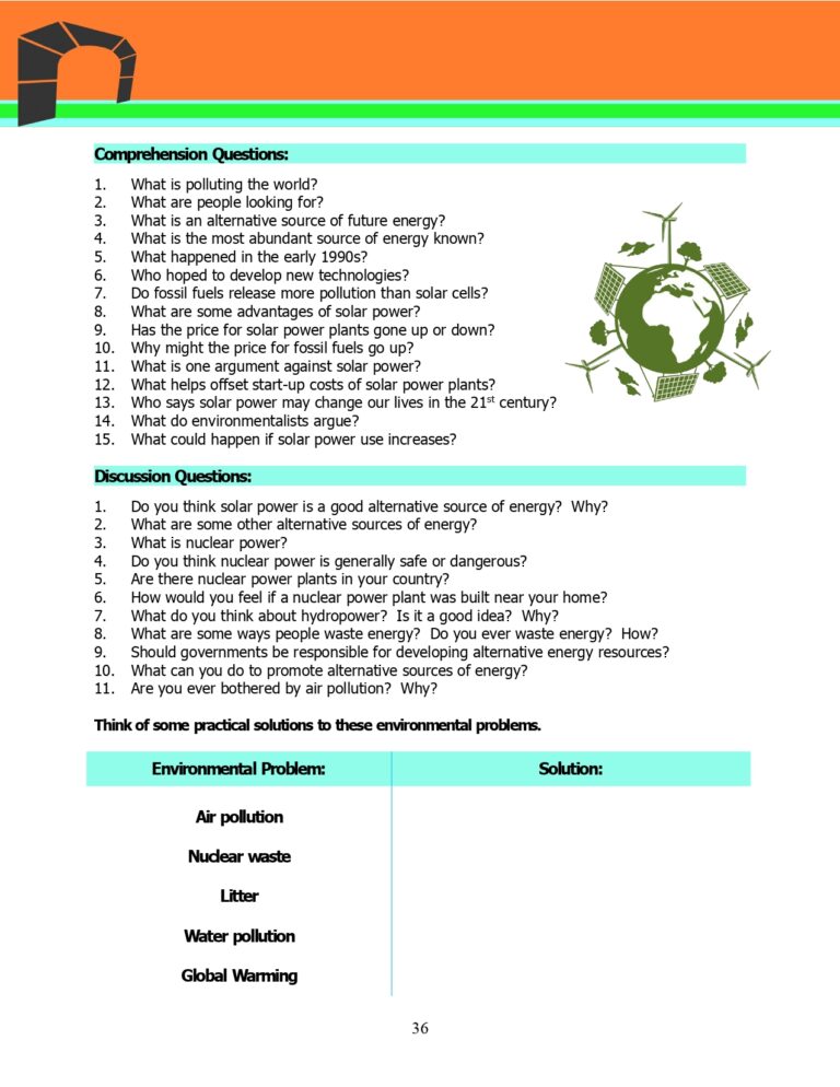 Adult ESL Lessons: Solar Energy (Advanced) - Stickyball ESL Lessons