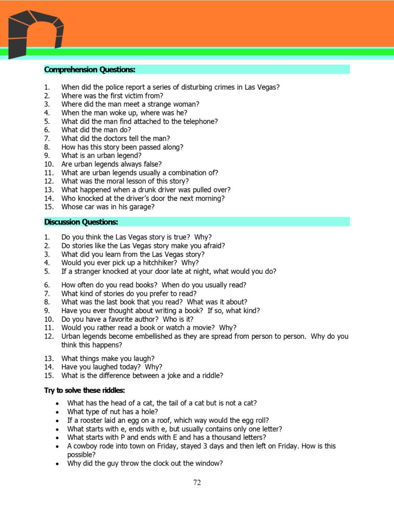 Adult ESL Lessons: Urban Legends (Advanced) - Stickyball ESL Lessons