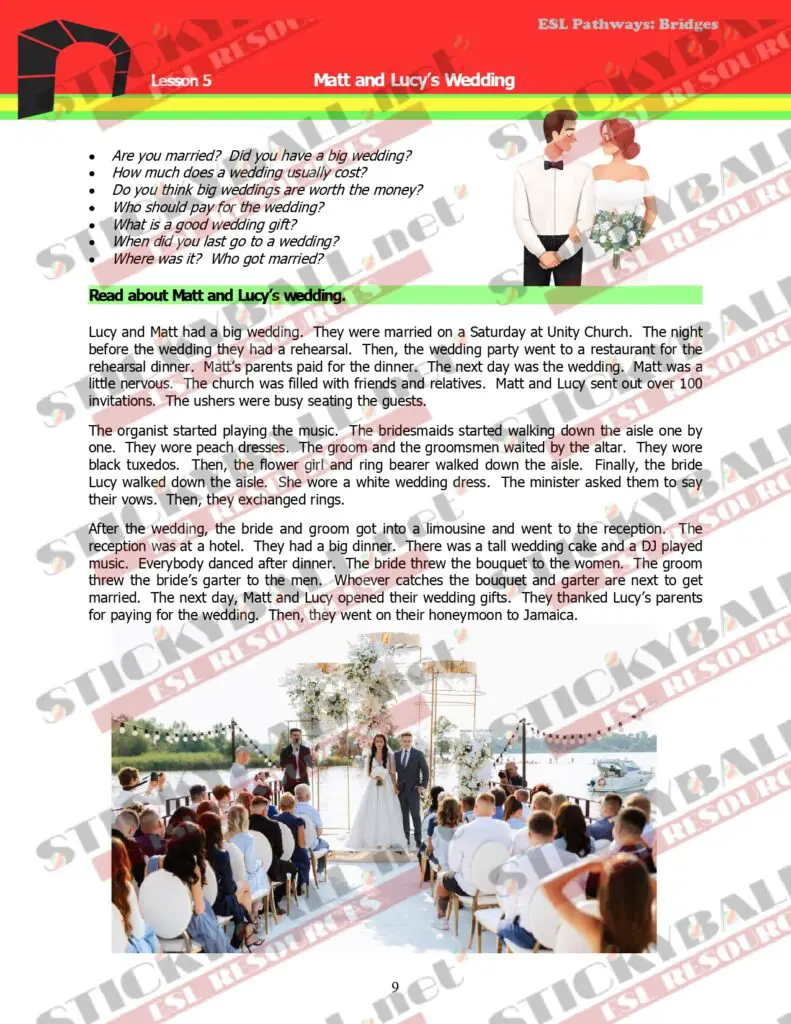 Esl Pathways Book 2 Bridges Stickyball Esl Lessons