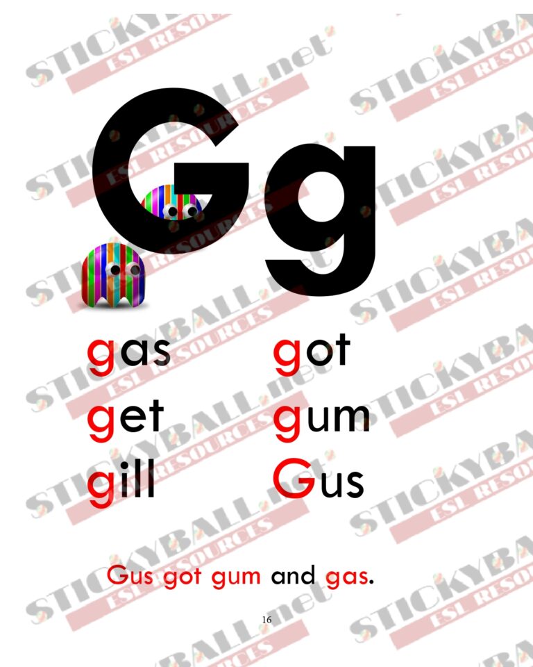 Phonics Monster: Book 1 (The Alphabet) - Stickyball ESL Lessons