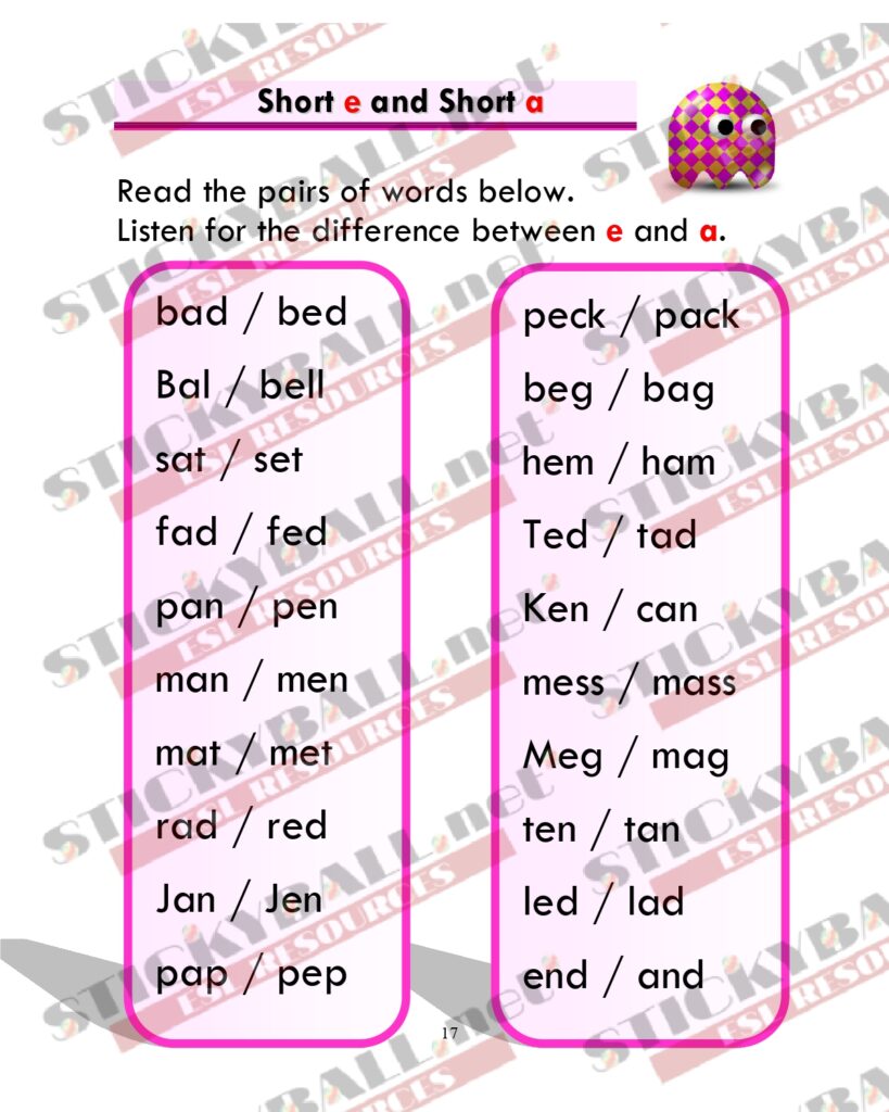 Phonics Monster: Book 2 (Short Vowels) - Stickyball ESL Lessons