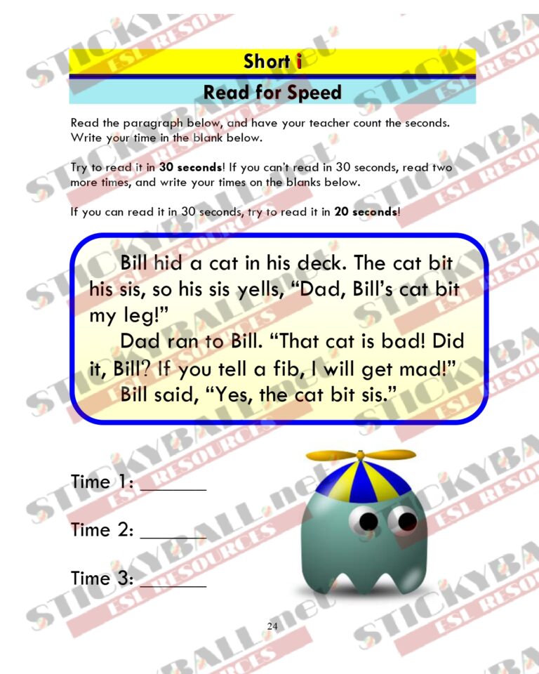 Phonics Monster: Book 2 (Short Vowels) - Stickyball ESL Lessons