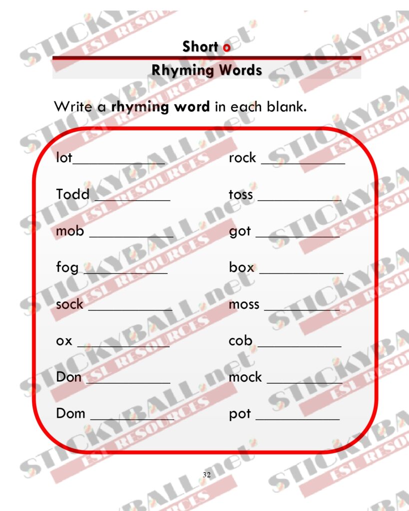 Phonics Monster: Book 2 (Short Vowels) - Stickyball ESL Lessons