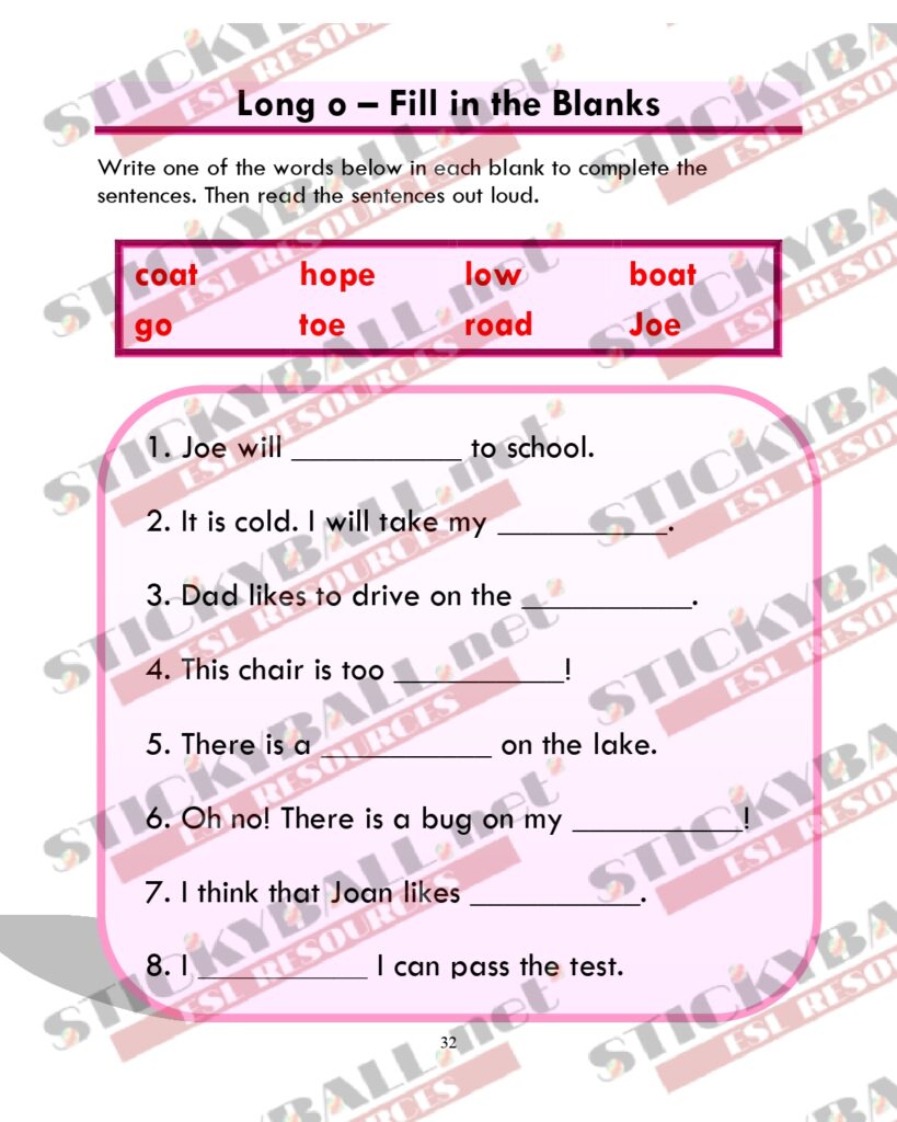 Phonics Monster: Book 3 (Long Vowels) - Stickyball ESL Lessons