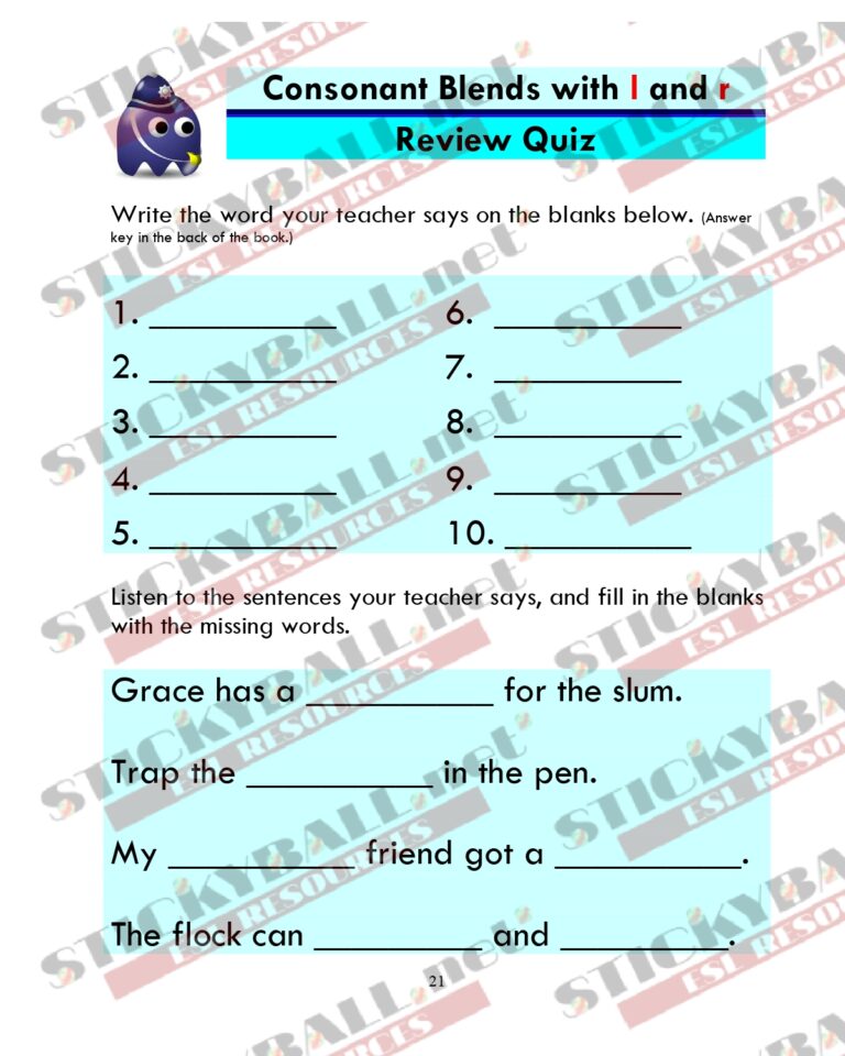 Phonics Monster: Book 4 (Consonant Blends & Digraphs) - Stickyball ESL ...