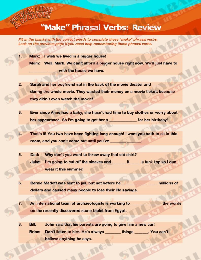 Speak Like a Native! - Phrasal Verbs - Stickyball ESL Lessons