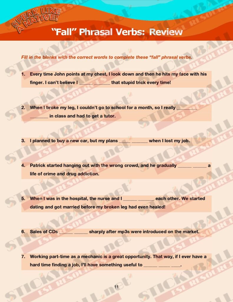 Speak Like a Native! - Phrasal Verbs - Stickyball ESL Lessons