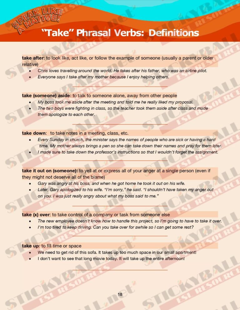 Speak Like a Native! - Phrasal Verbs - Stickyball ESL Lessons