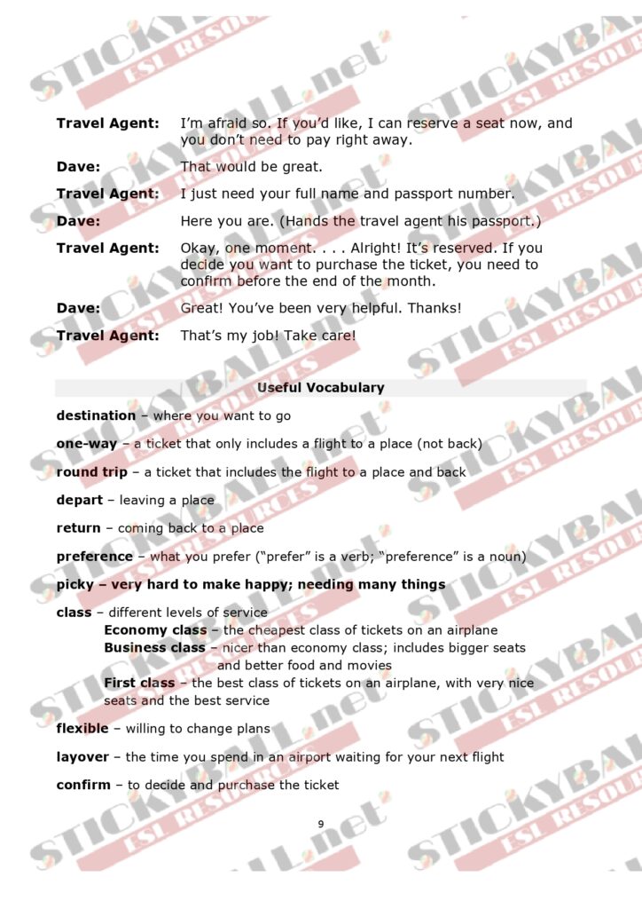 Vocabuilder: On Vacation (ESL Travel Vocabulary Lessons) - Stickyball ...