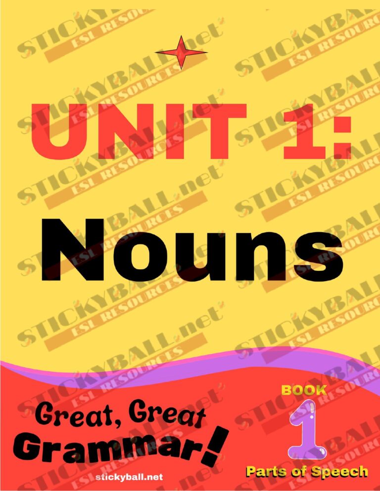 Great, Great Grammar! - Book 1: Parts of Speech - Stickyball ESL Lessons