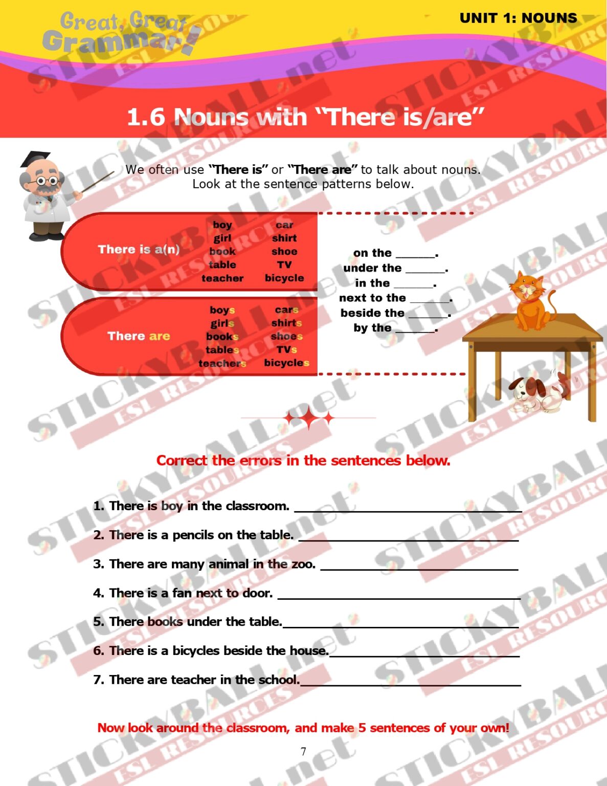 Great, Great Grammar! - Book 1: Parts of Speech - Stickyball ESL Lessons