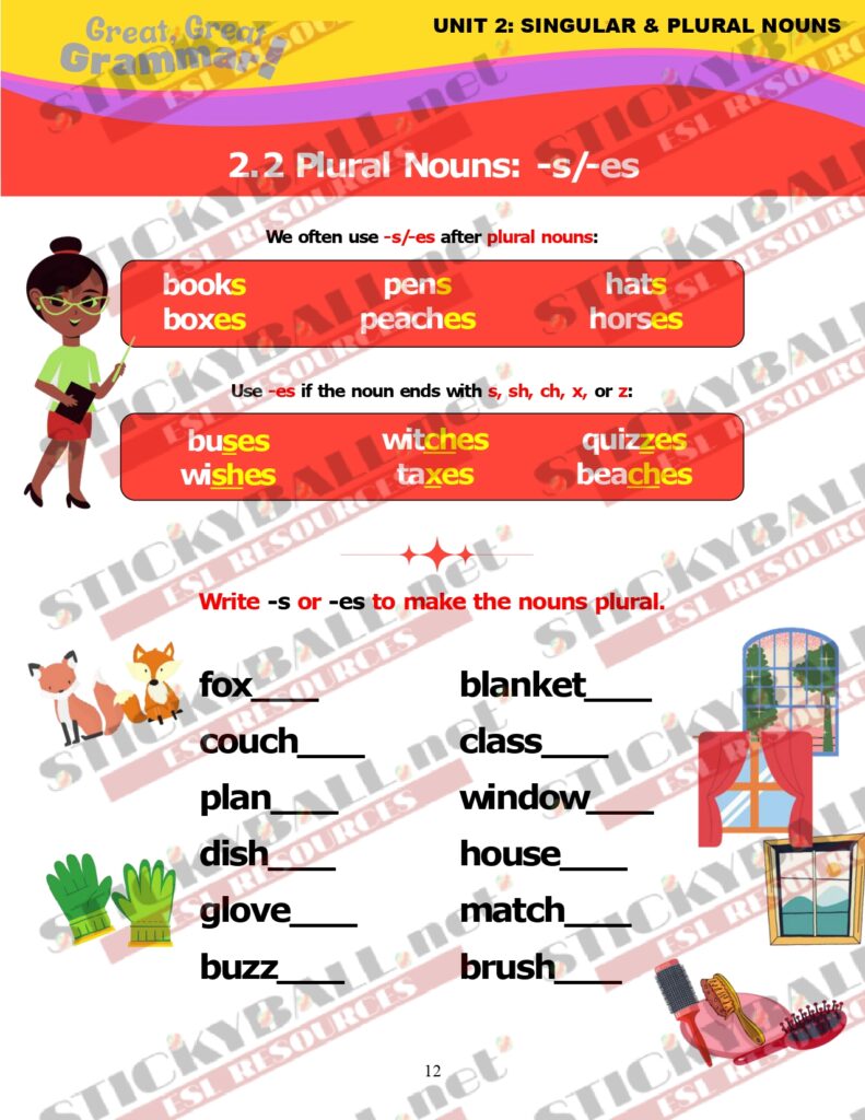 Great, Great Grammar! - Book 1: Parts of Speech - Stickyball ESL Lessons