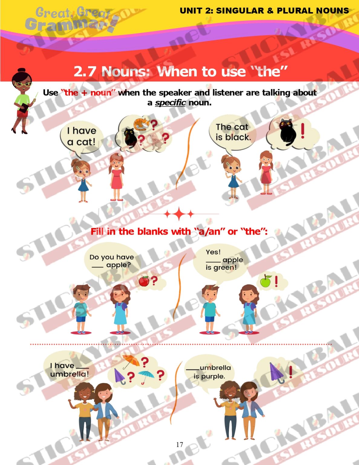 Great, Great Grammar! - Book 1: Parts of Speech - Stickyball ESL Lessons