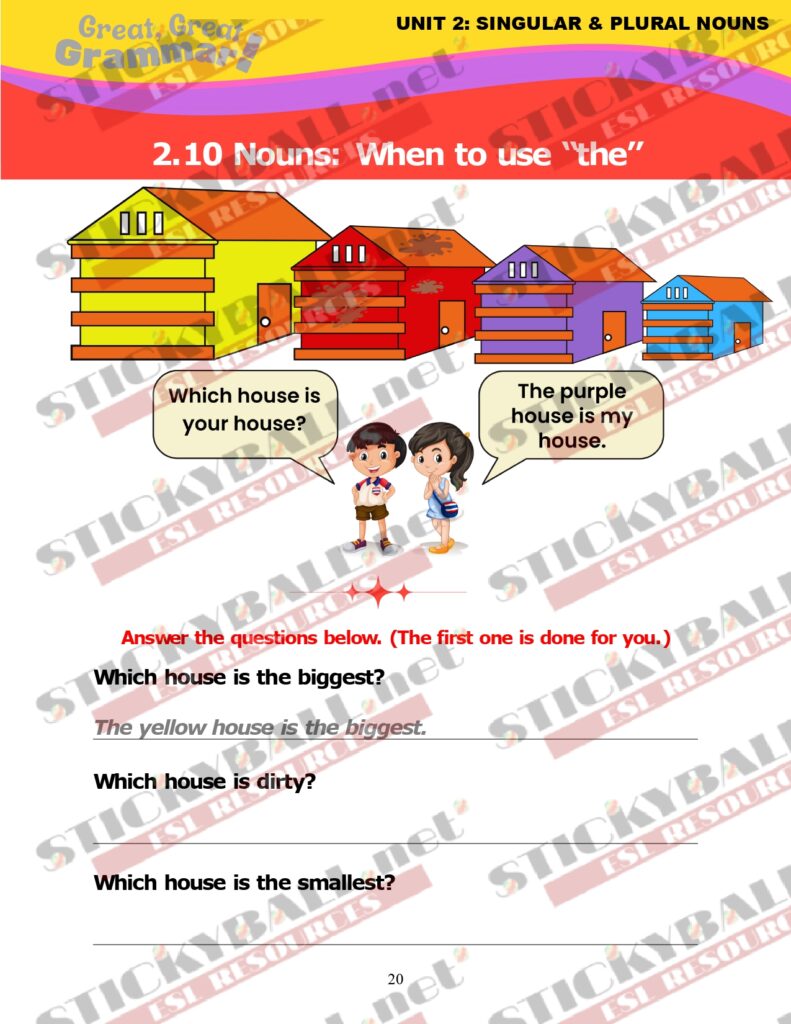 Great, Great Grammar! - Book 1: Parts of Speech - Stickyball ESL Lessons
