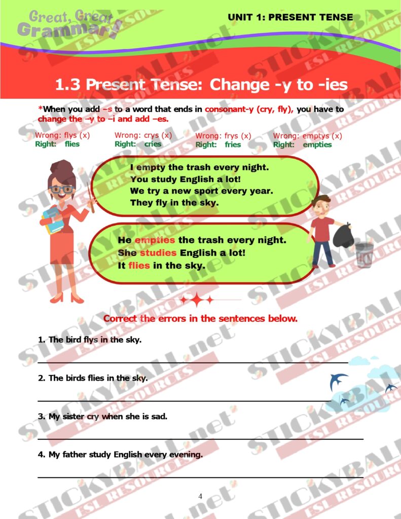 Great, Great Grammar! - Book 2: Tenses - Stickyball ESL Lessons