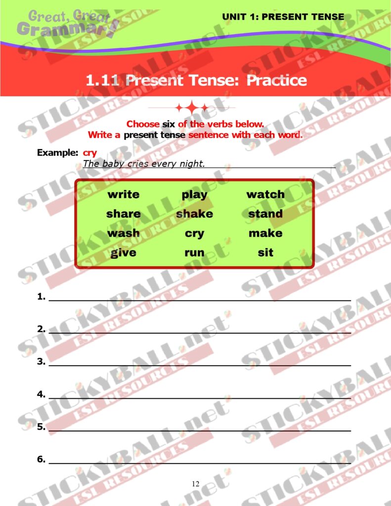 Great, Great Grammar! - Book 2: Tenses - Stickyball ESL Lessons