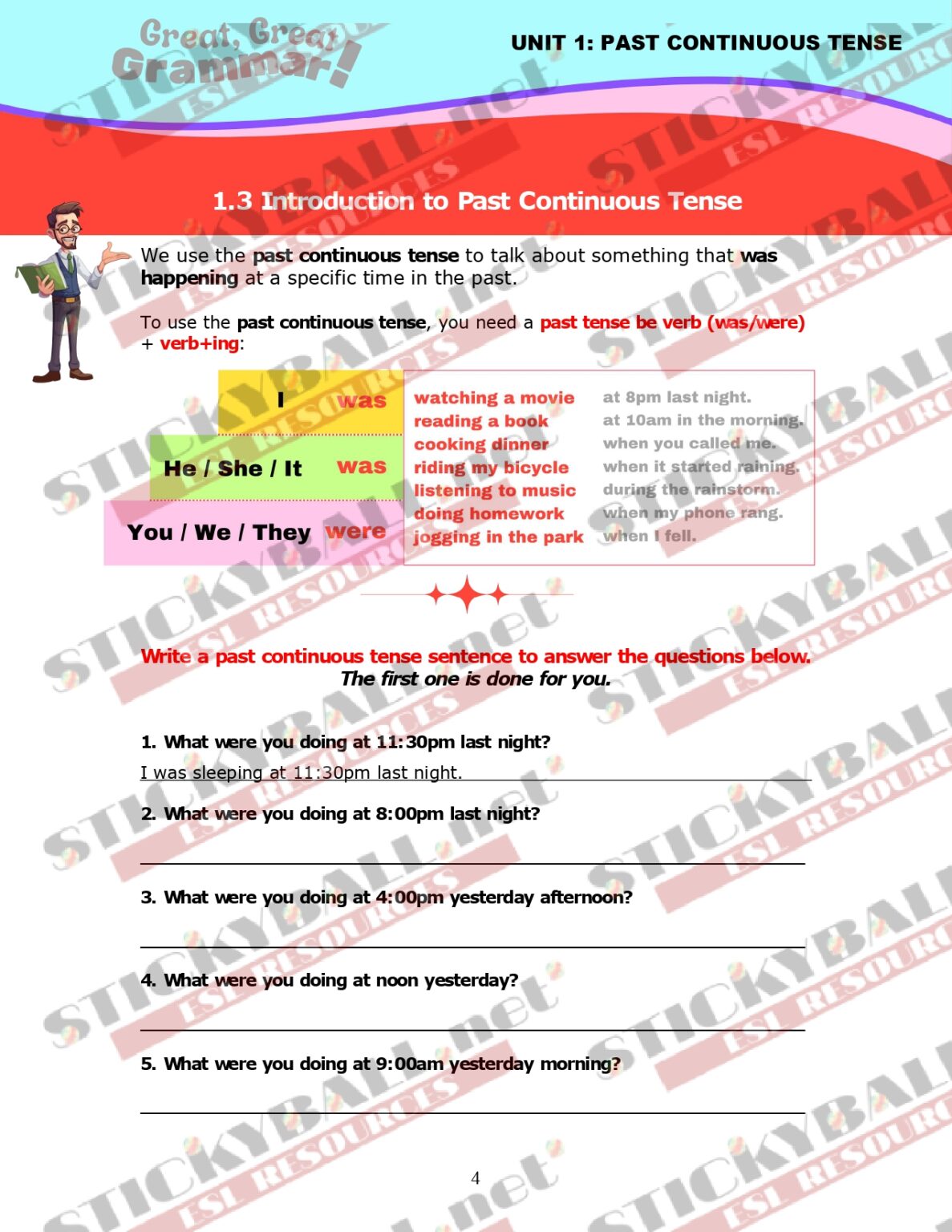 Great, Great Grammar! - Book 3: Tenses and More! - Stickyball ESL Lessons