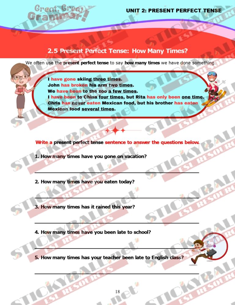 Great, Great Grammar! - Book 3: Tenses and More! - Stickyball ESL Lessons