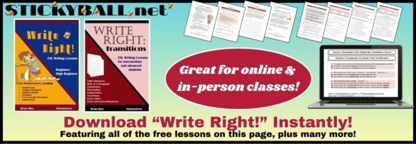 ESL Writing Exercises: Activities, Worksheets, and Ideas! - Stickyball ...