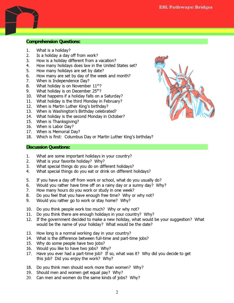 Adult ESL Lessons: American Holidays (Intermediate) - Stickyball ESL ...