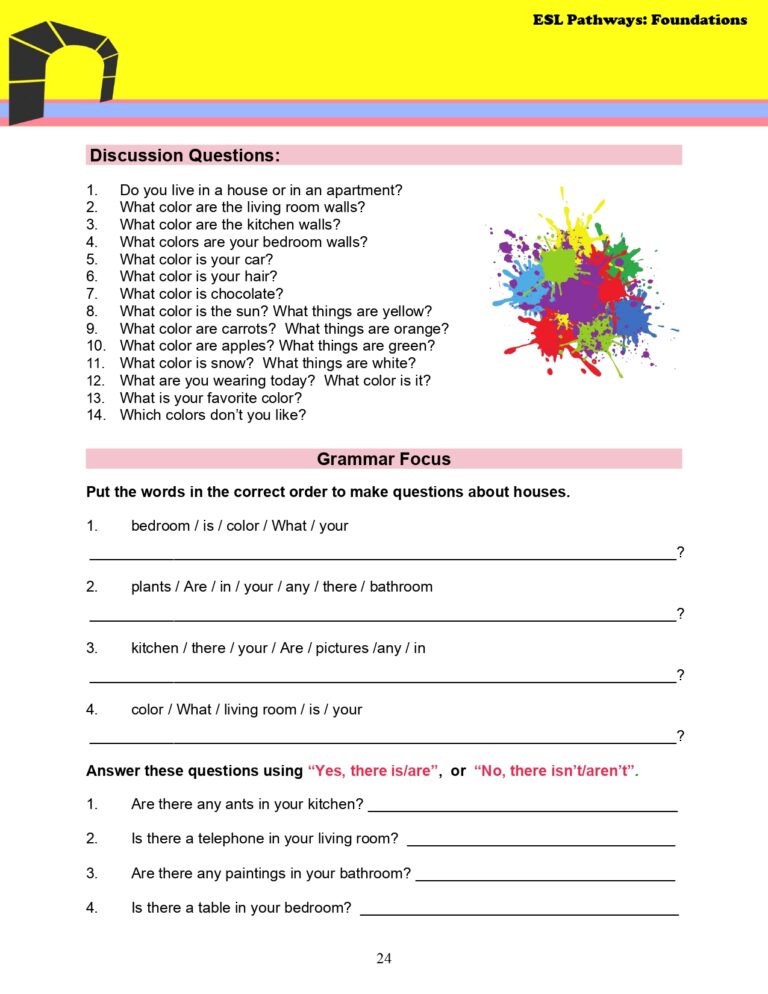 Adult ESL Lessons: Colors (Beginner) - Stickyball ESL Lessons