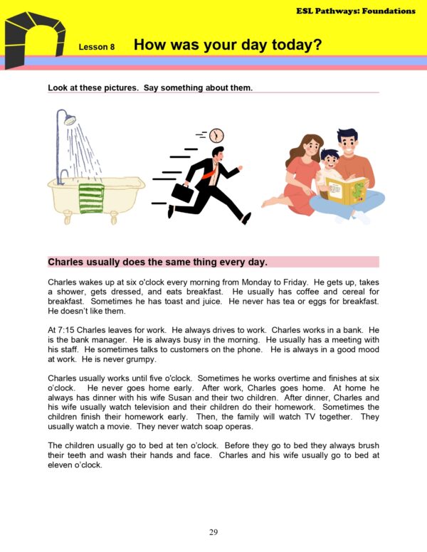 Adult ESL Lessons: How was Your Day Today? (Beginner) - Stickyball ESL ...